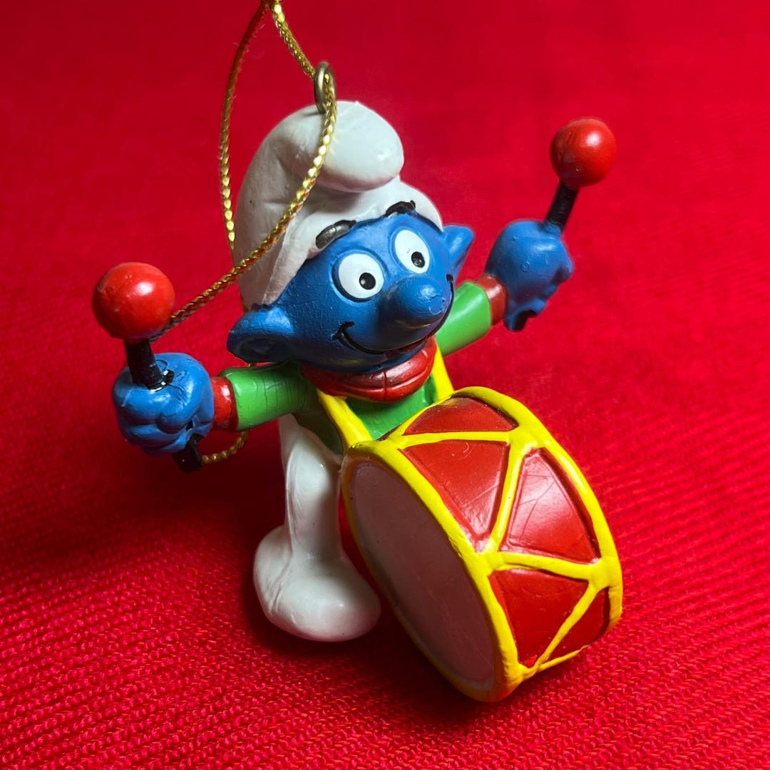 Schleich Smurf Drummer Christmas Ornament Vintage Collectible 1980's ...