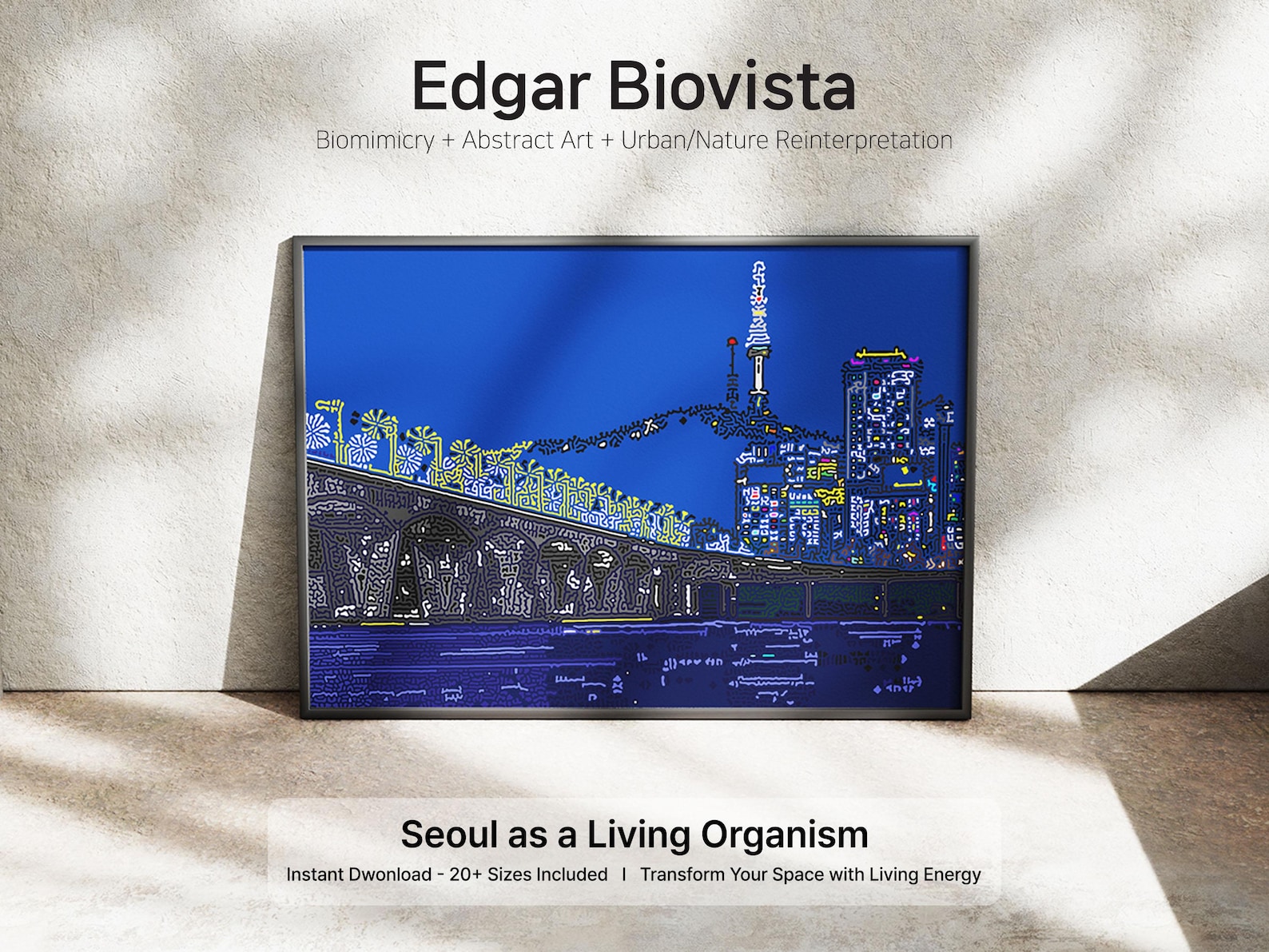 Bio-luminous Seoul – Modern Biomimicry Cityscape Print | Futuristic ...