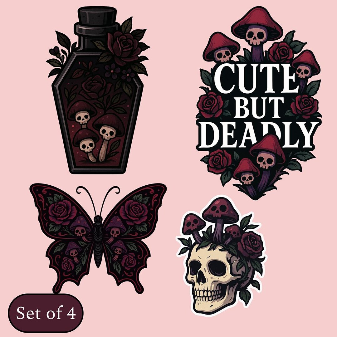 Gothic Sticker Pack Digital Download, Dark Gothic Stickers and Decals ...
