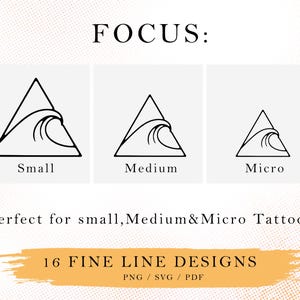 Minimalist Ocean Tattoo Designs | Fine Line Sea Art (digital Download ...