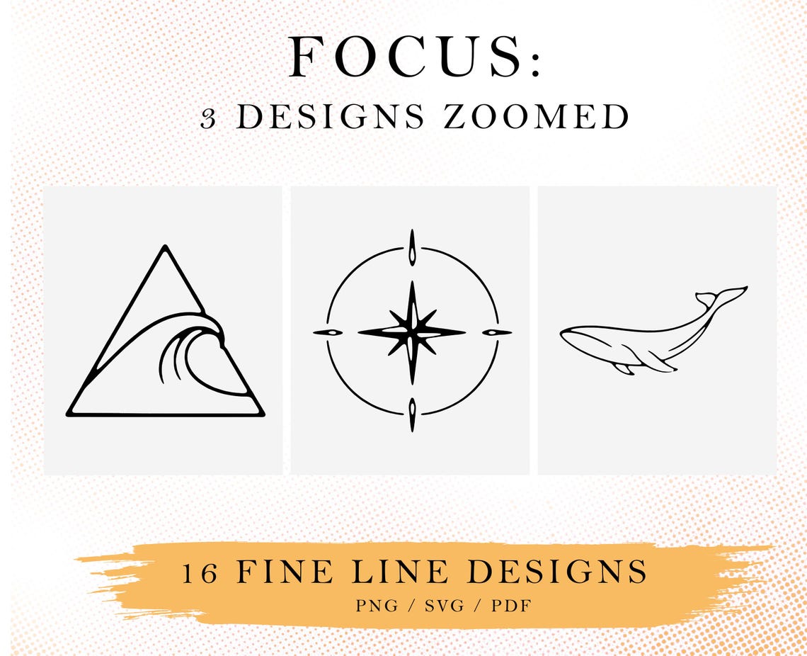 Minimalist Ocean Tattoo Designs | Fine Line Sea Art (digital Download ...