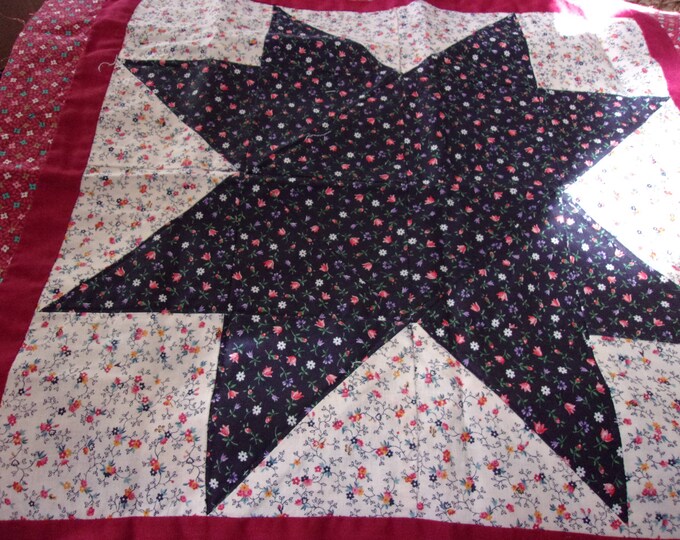 Navy Blue and Dark Red Quilt Blocks Large 20 Plus Machine Pieced ...