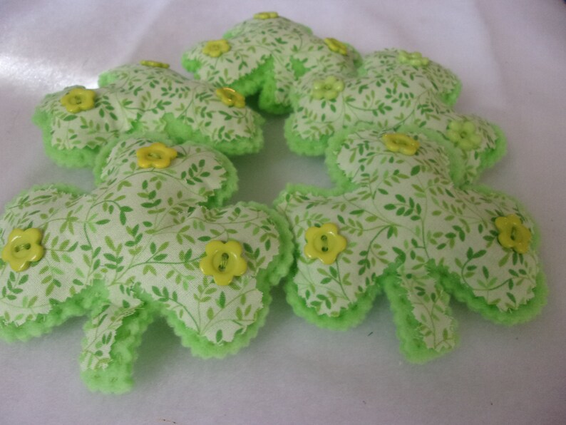 Set of Five 5 Light Green Floral Shamrocks on Light Green Felt With ...