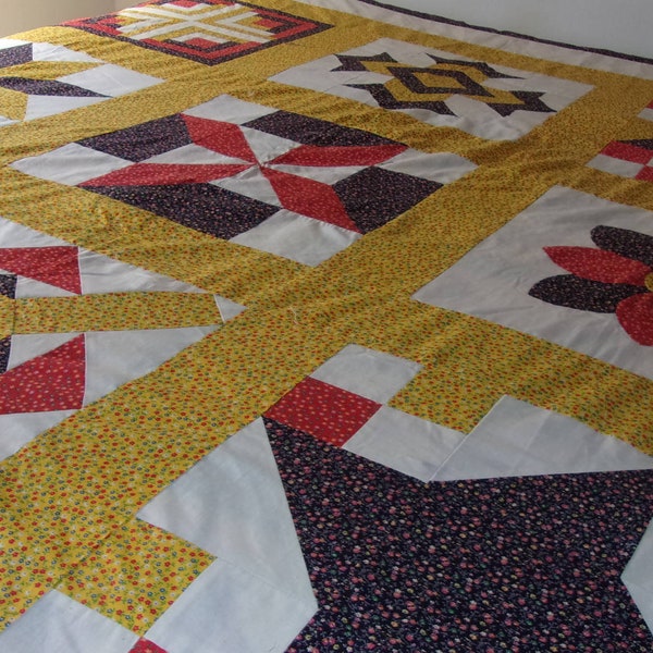 Red and Yellow Quilt - Etsy