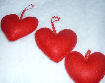 Red Felt Hearts - Etsy