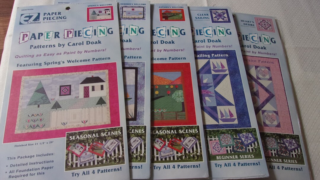 EZ Paper Piecing Patterns by Carol Doak 5 Different Patterns - Etsy