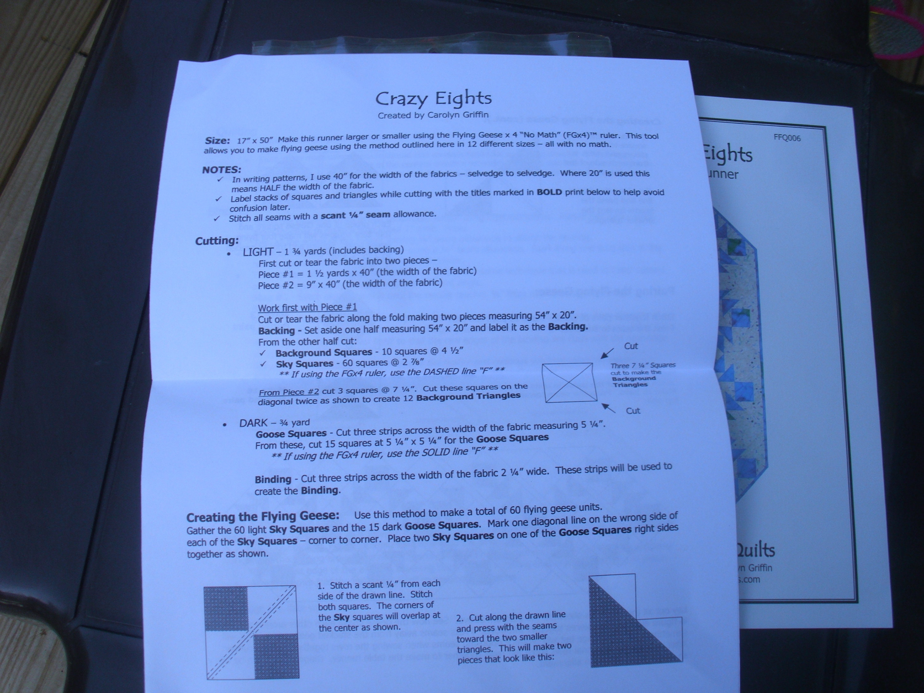 Crazy Eights Table Runner Pattern Cutting and Sewing Directions Far ...