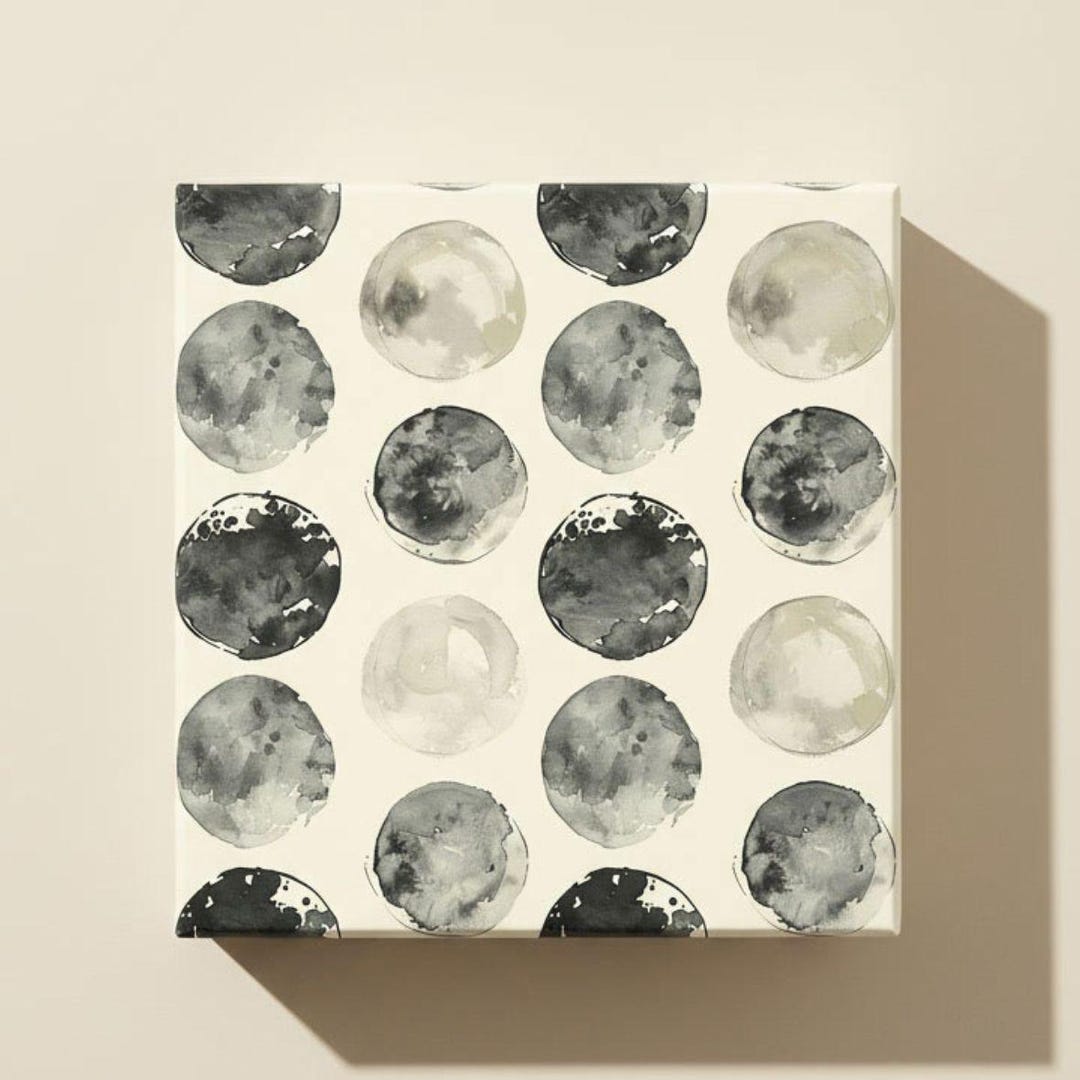 Printable Wrapping Paper – Black Watercolor Circle 12x12 Seamless Gift ...