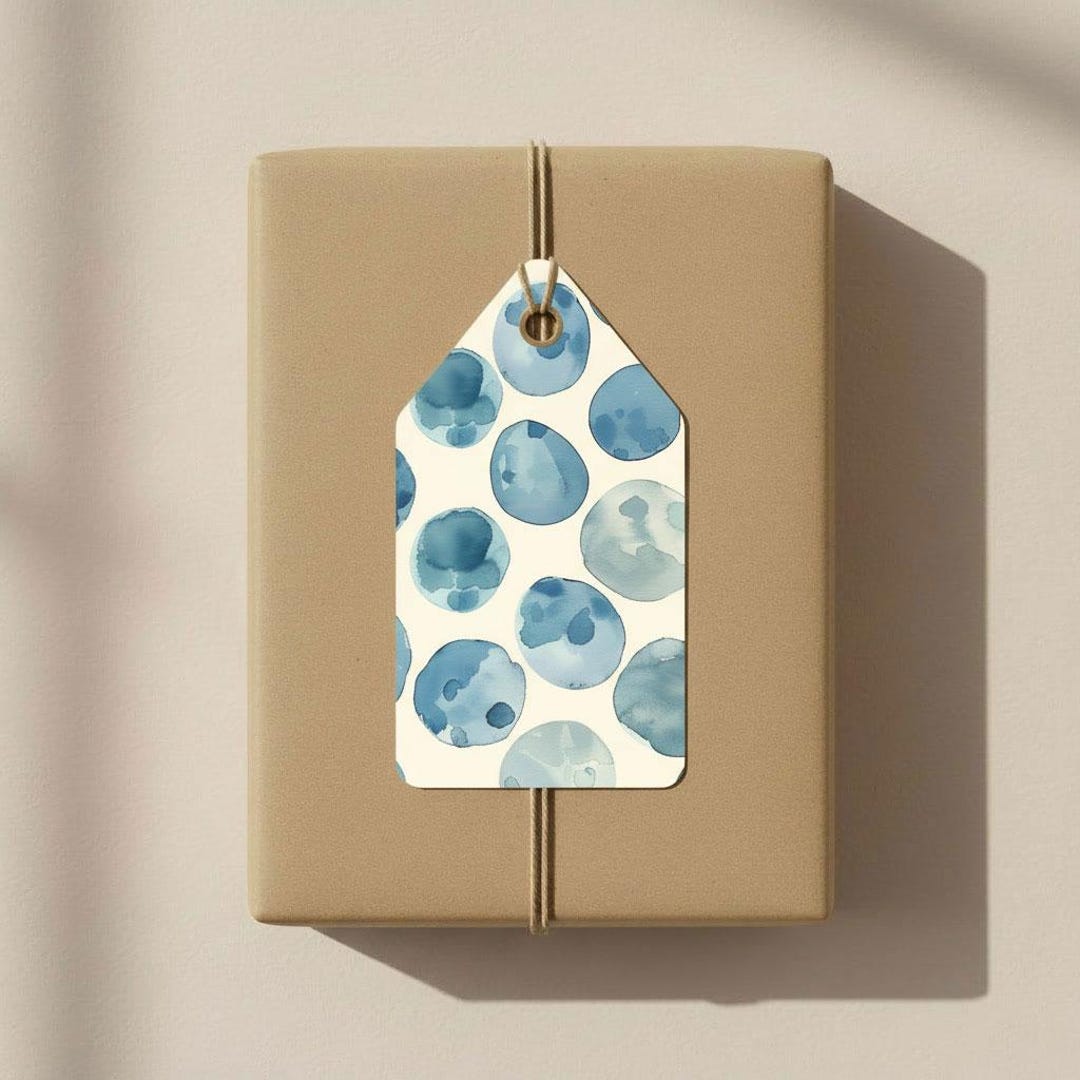 Printable Gift Tags – Blue Watercolor Circle A4 (9 Tags) - Etsy