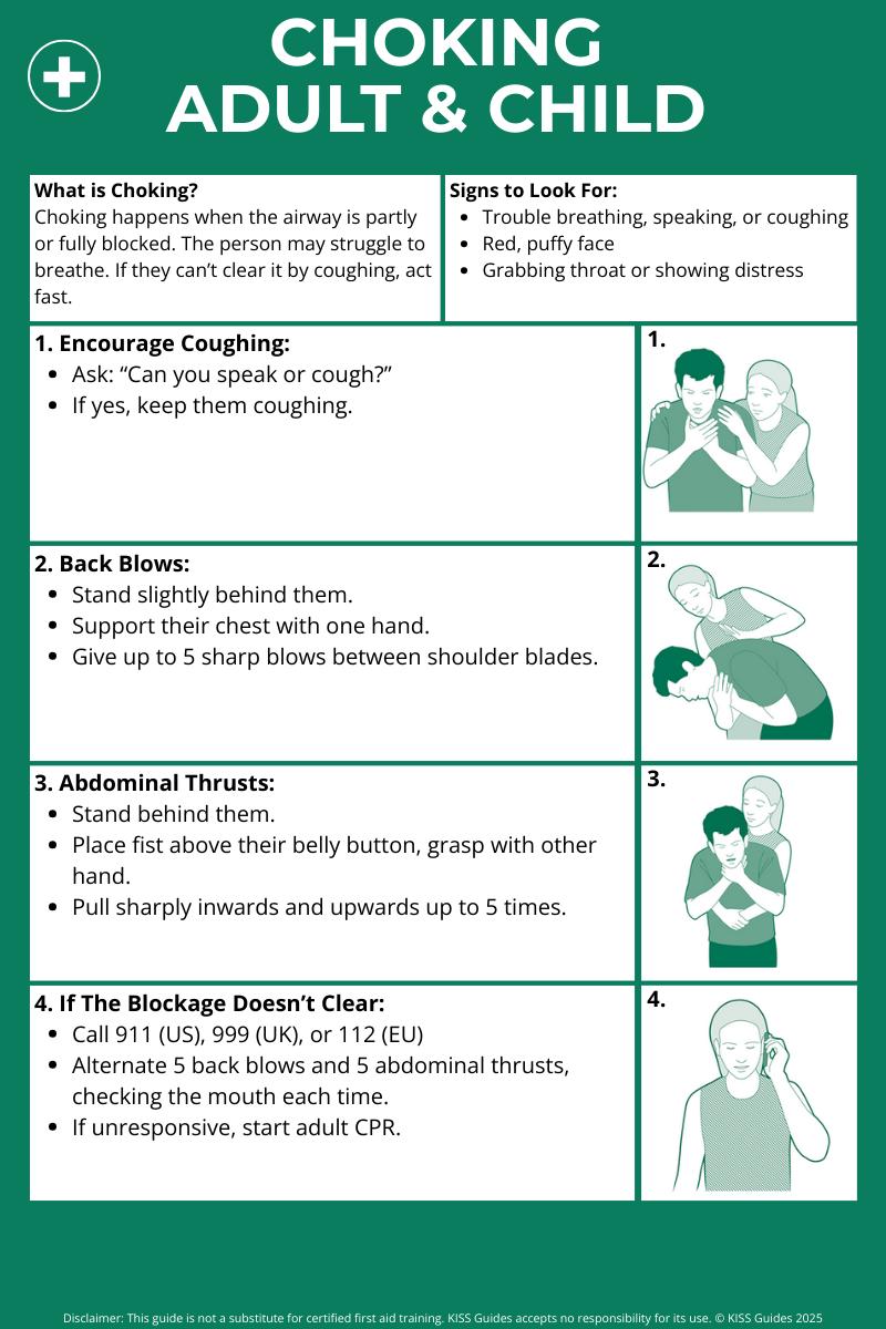 First Aid Guide Printable Pack CPR Choking Stroke Heart Attack AED ...