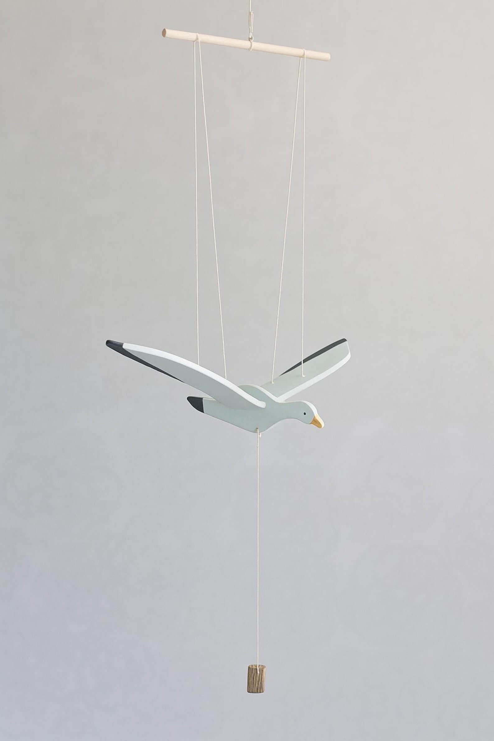 White Goose Wooden Mobile – Baltic Flying Bird Decor | Handmade Kinetic ...