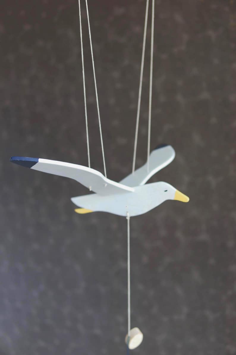 Ivory Gull Mobile – Handmade Wooden Flying Seabird | Kinetic Nursery ...