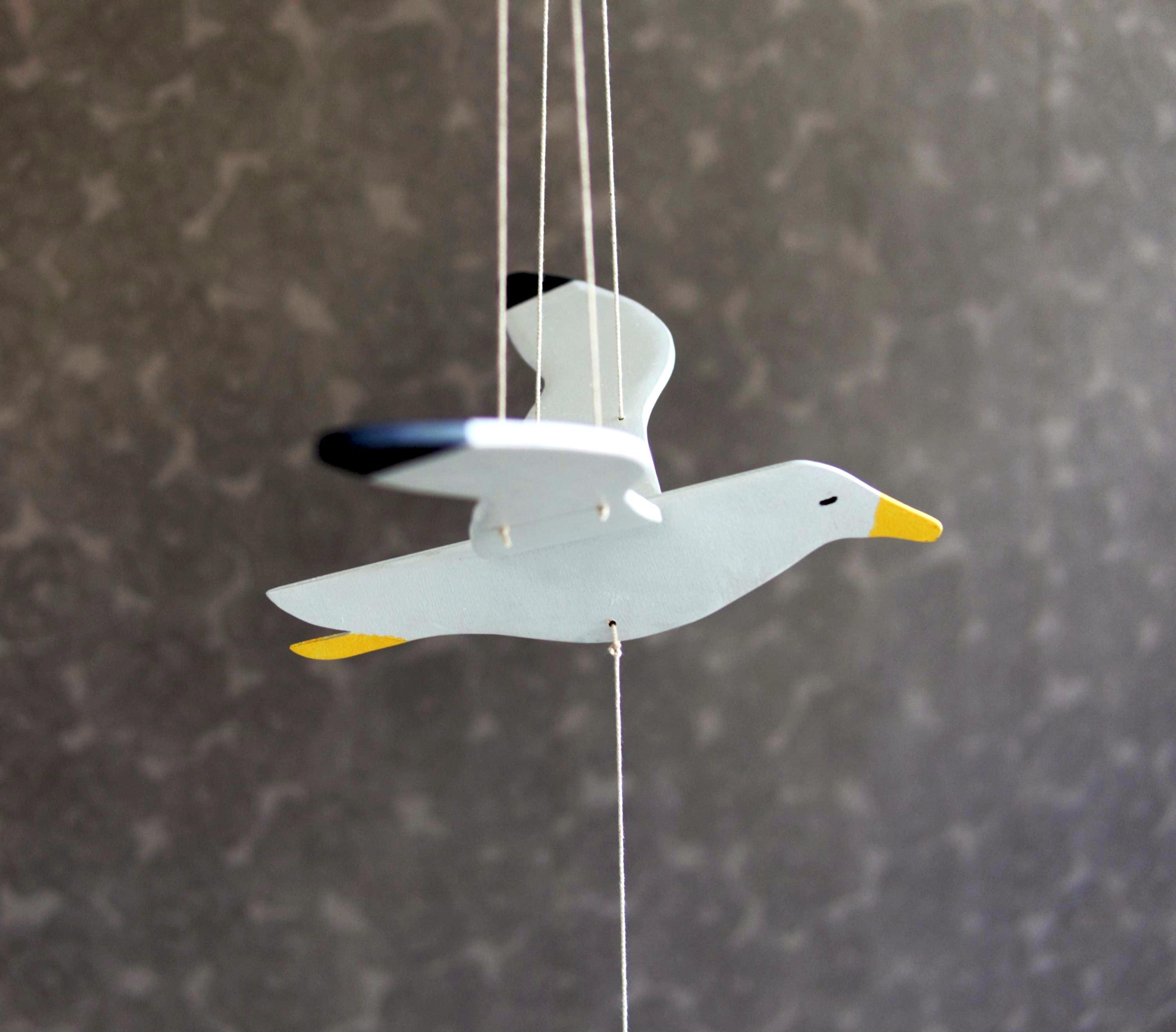 Ivory Gull Mobile – Handmade Wooden Flying Seabird | Kinetic Nursery ...