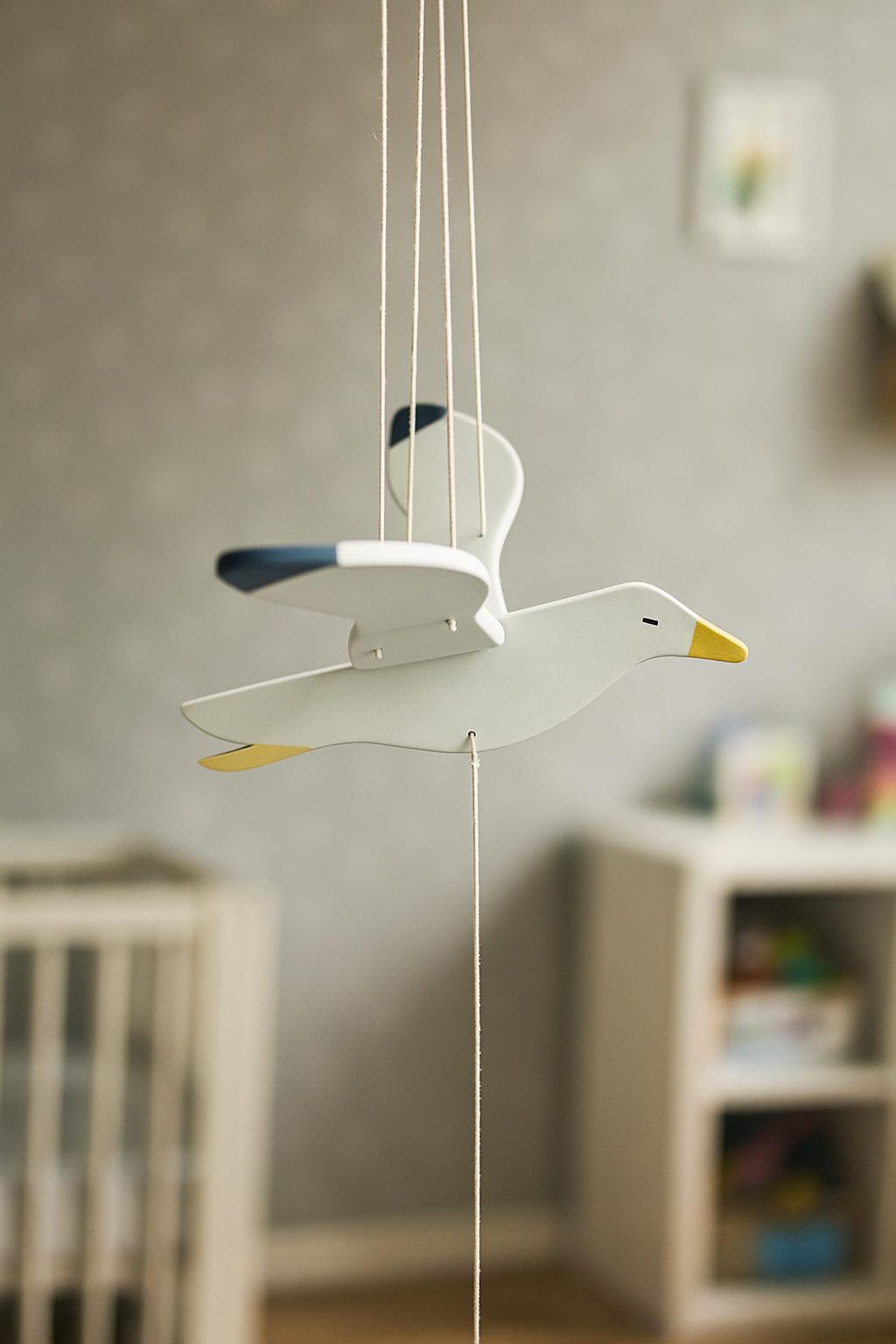 Handmade Wooden Ivory Gull Mobile – Flying Seabird With Moving Wings ...
