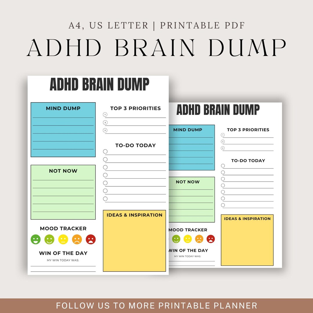 ADHD Brain Dump, ADHD Planner, Brain Dump Printable, Brain Dump Planner ...