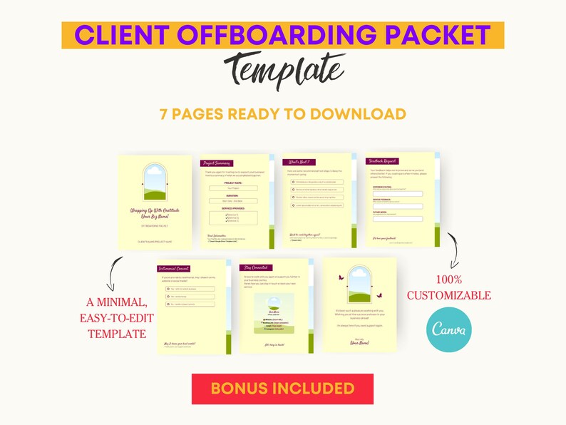 Client Offboarding Canva Template, Virtual Assistant Offboarding Packet ...