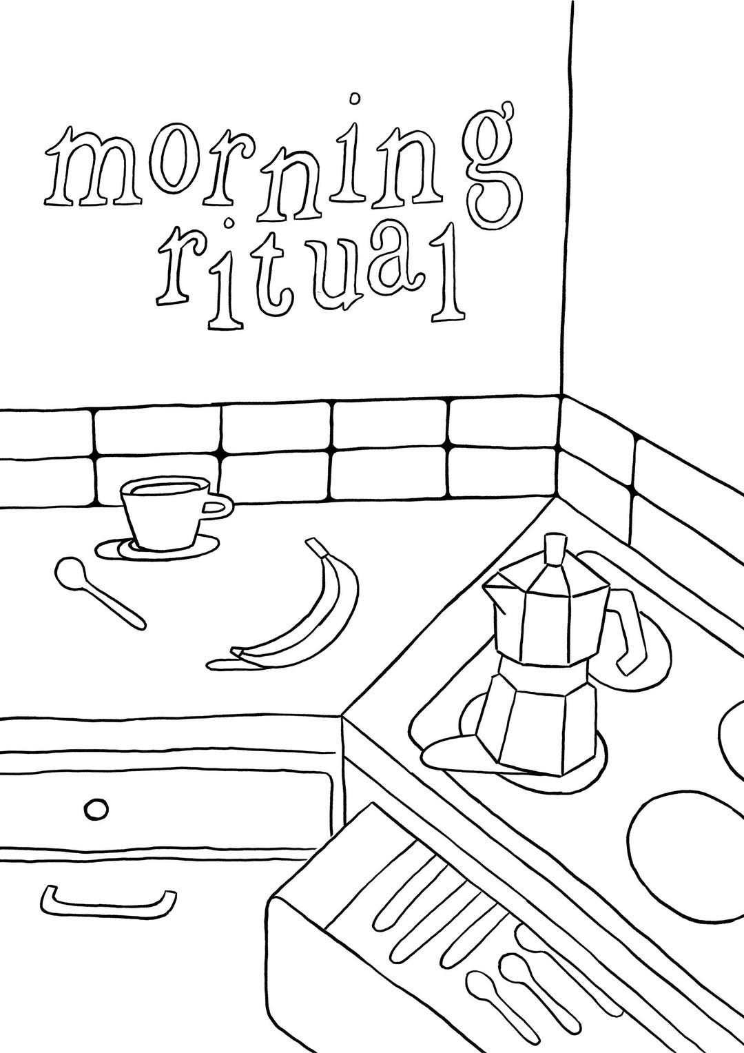 Still Life A4 Coloring Page for Adults "morning Ritual" - Etsy