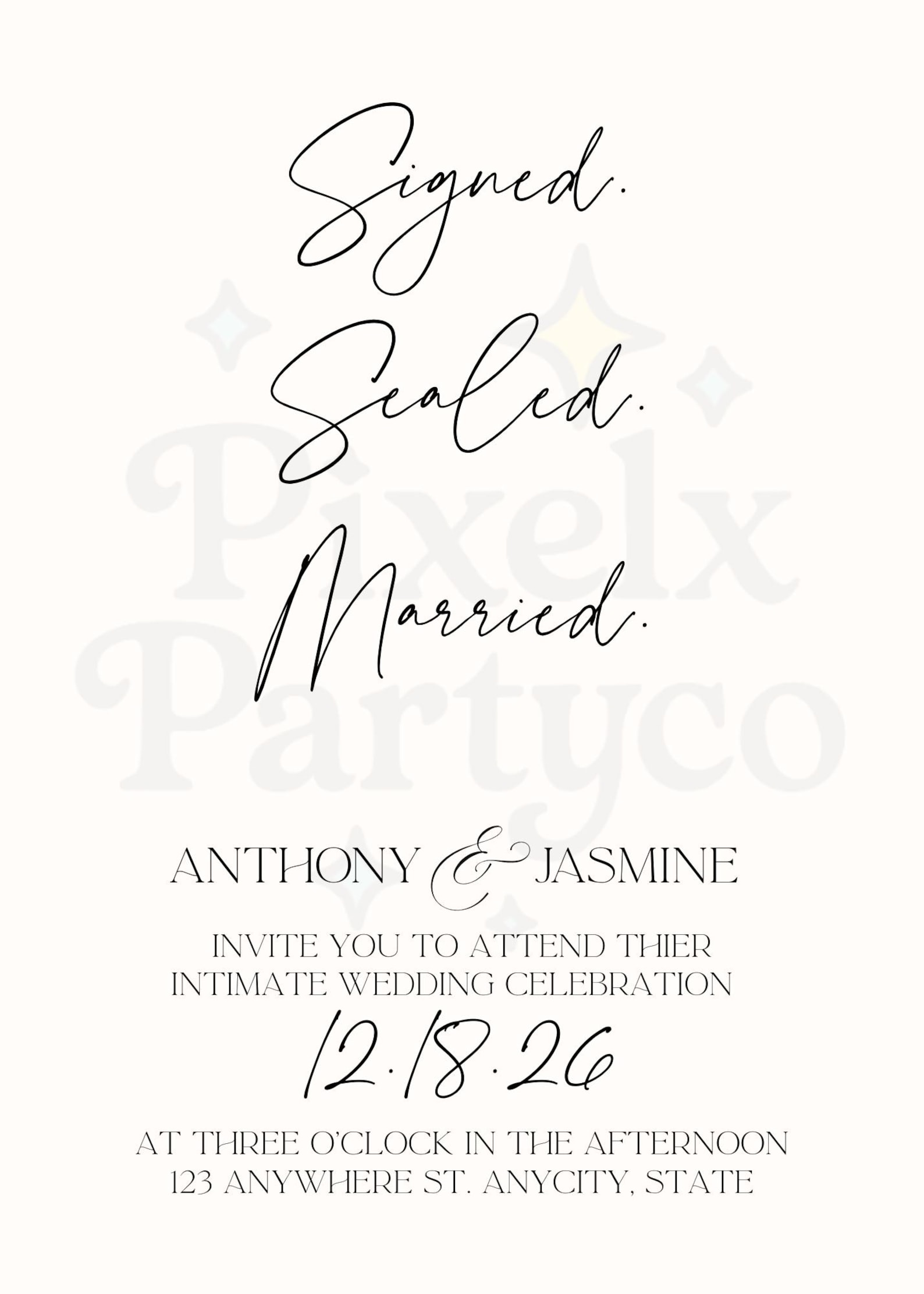 Courthouse Elopement Invitation | Intimate Wedding Ceremony Invite ...