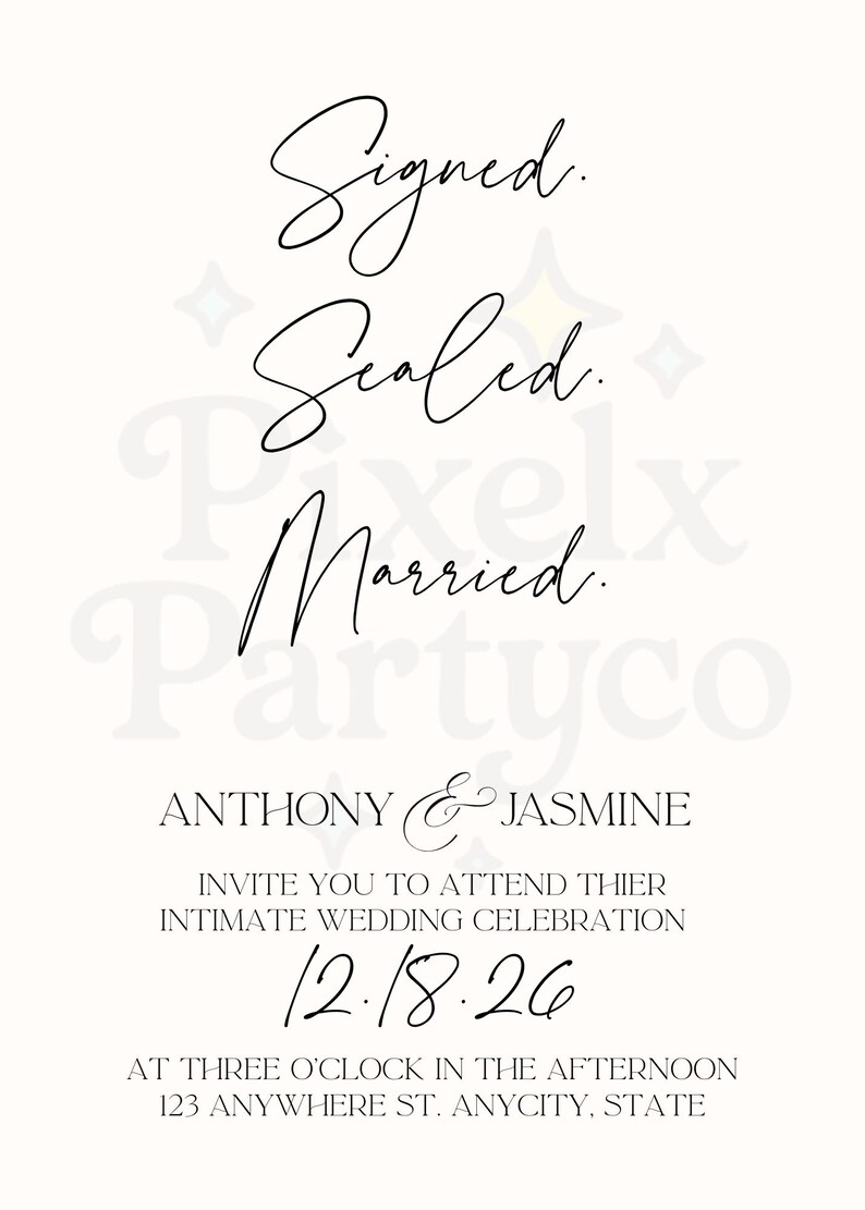 Courthouse Elopement Invitation | Intimate Wedding Ceremony Invite ...