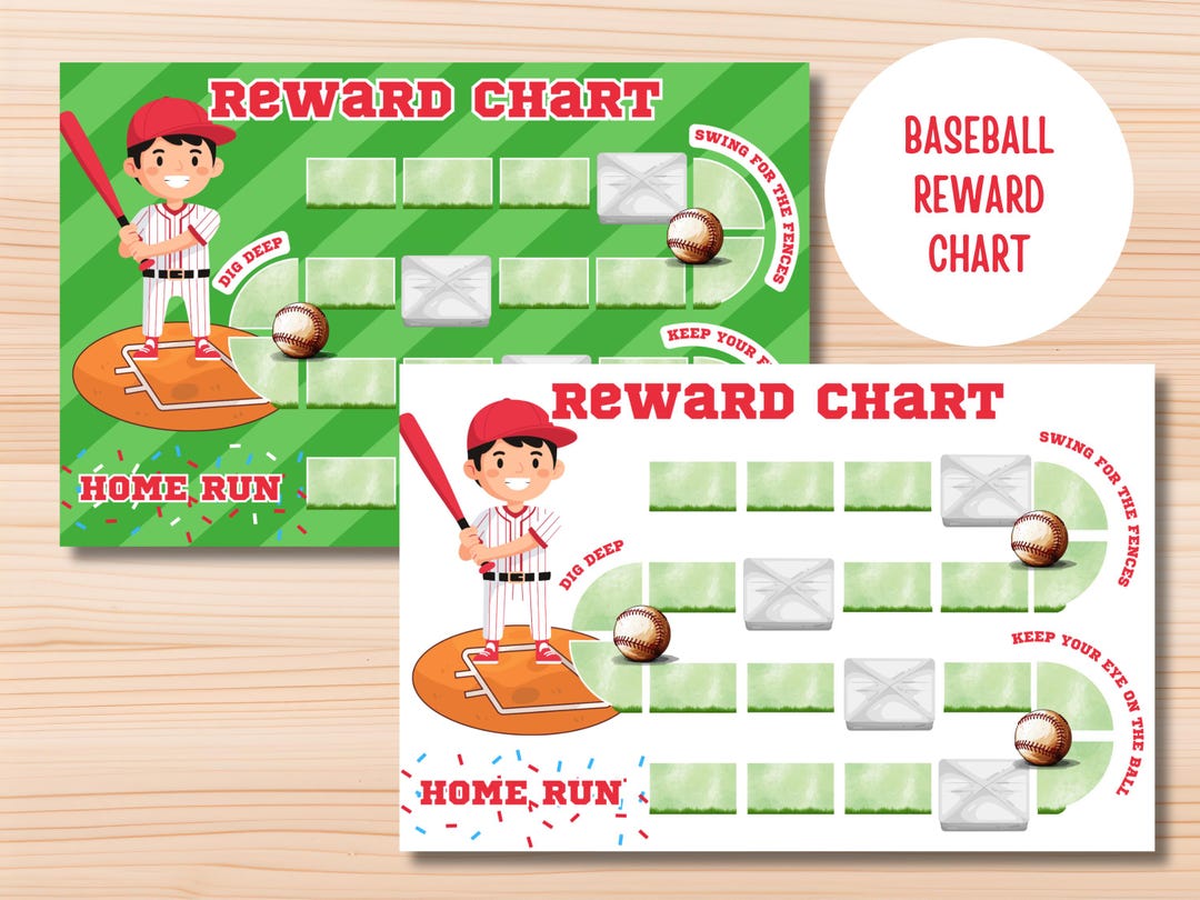 Baseball Reward Chart: Toddler Incentive, Kids Routine (digital ...