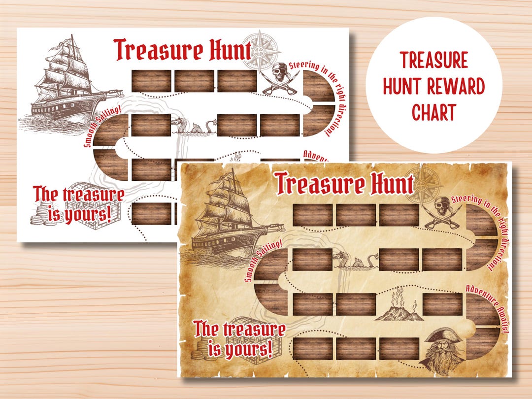 Treasure Hunt Reward Chart: Pirate Treasure Map Incentive, Kids Routine ...