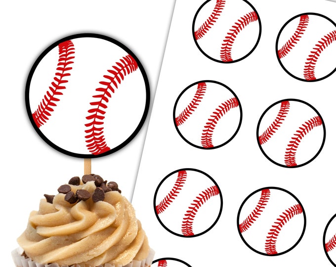 Baseball Cupcake Toppers Birthday Printable Gift Tags - Etsy