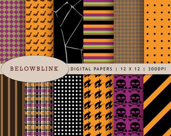 Halloween Digital Paper Spooky Scrapbook Papers Halloween | Etsy