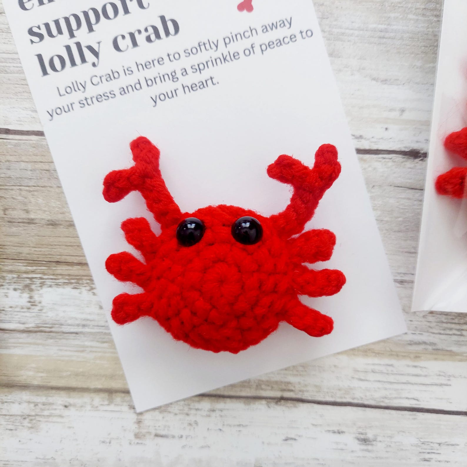 Emotional Support Lolly Crab Pocket Hug, Crochet Amigurumi Plush Toy ...