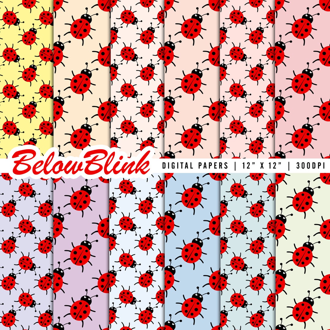 Ladybug Digital Paper, Seamless Backgrounds, Scrapbook Paper, Printable ...