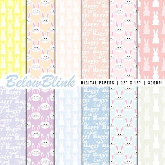 Happy Easter Bunny Digital Paper, Seamless Backgrounds, Easter ...