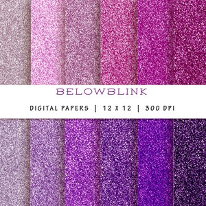 Pink and Purple Glitter Digital Paper Pack, Scrapbook Papers, 12 Jpg ...