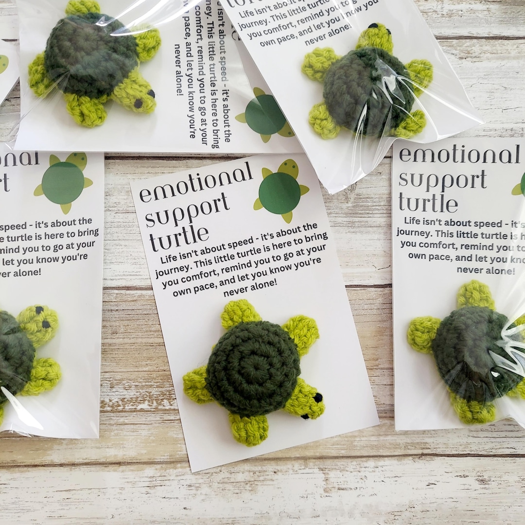 Emotional Support Turtle Pocket Hug, Crochet Amigurumi Toy With ...