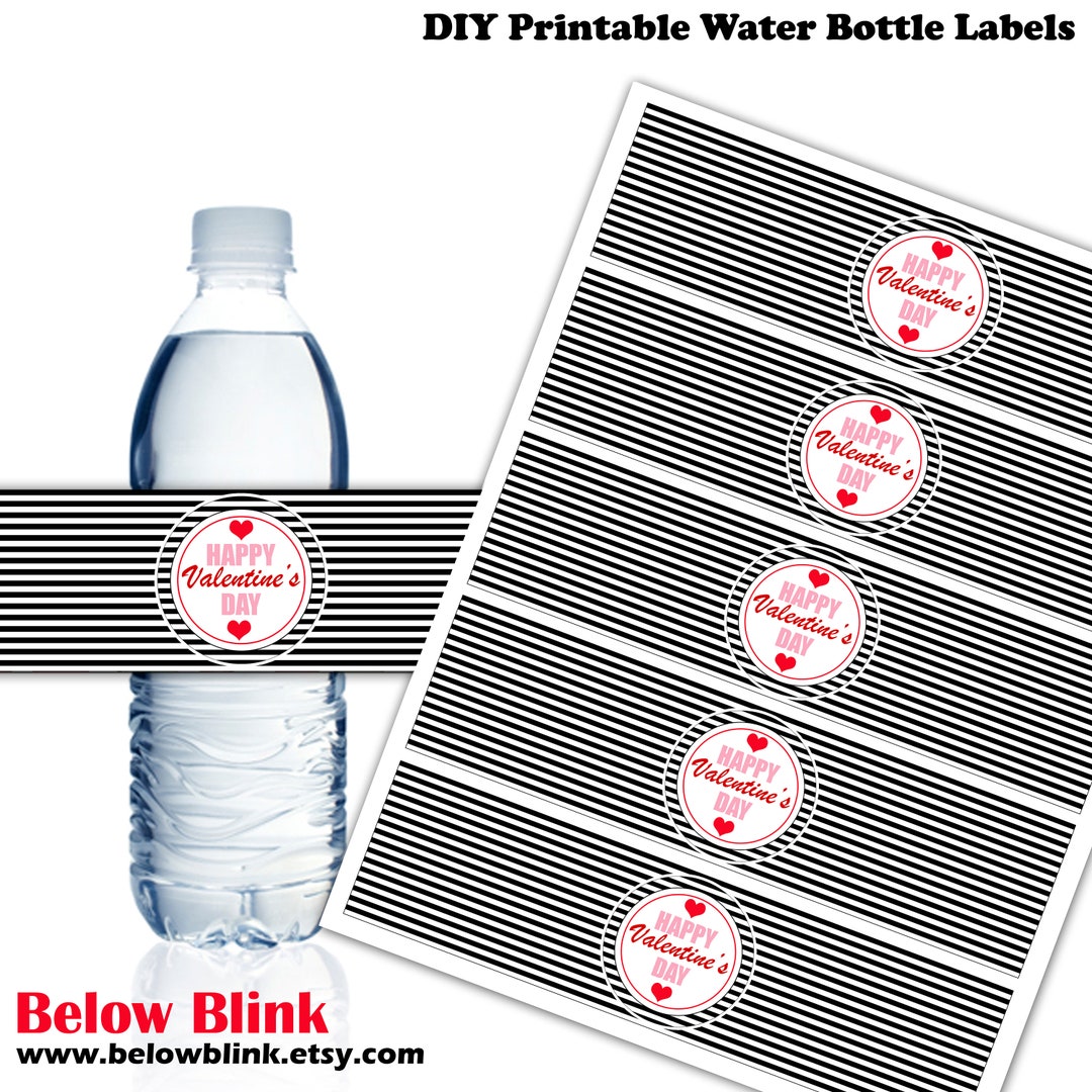 Happy Valentine's Day Water Bottle Labels, Printable Valentine's Party ...
