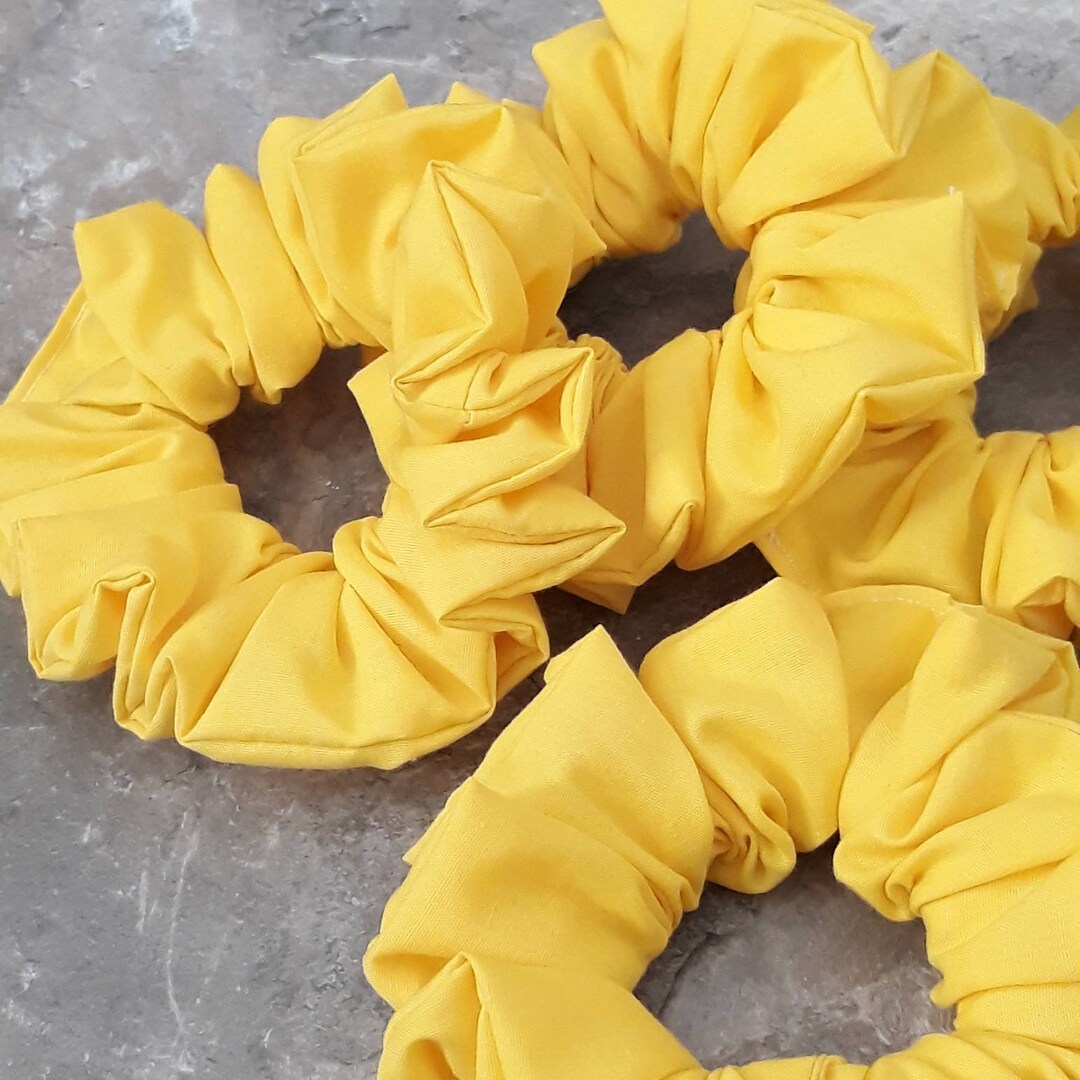 Bright Yellow Hair Scrunchie, Hair Accessory, Elastic Hair Bands ...