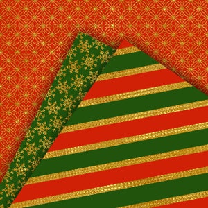 Red and Gold Christmas Digital Paper, Holiday Papers, Scrapbooking ...
