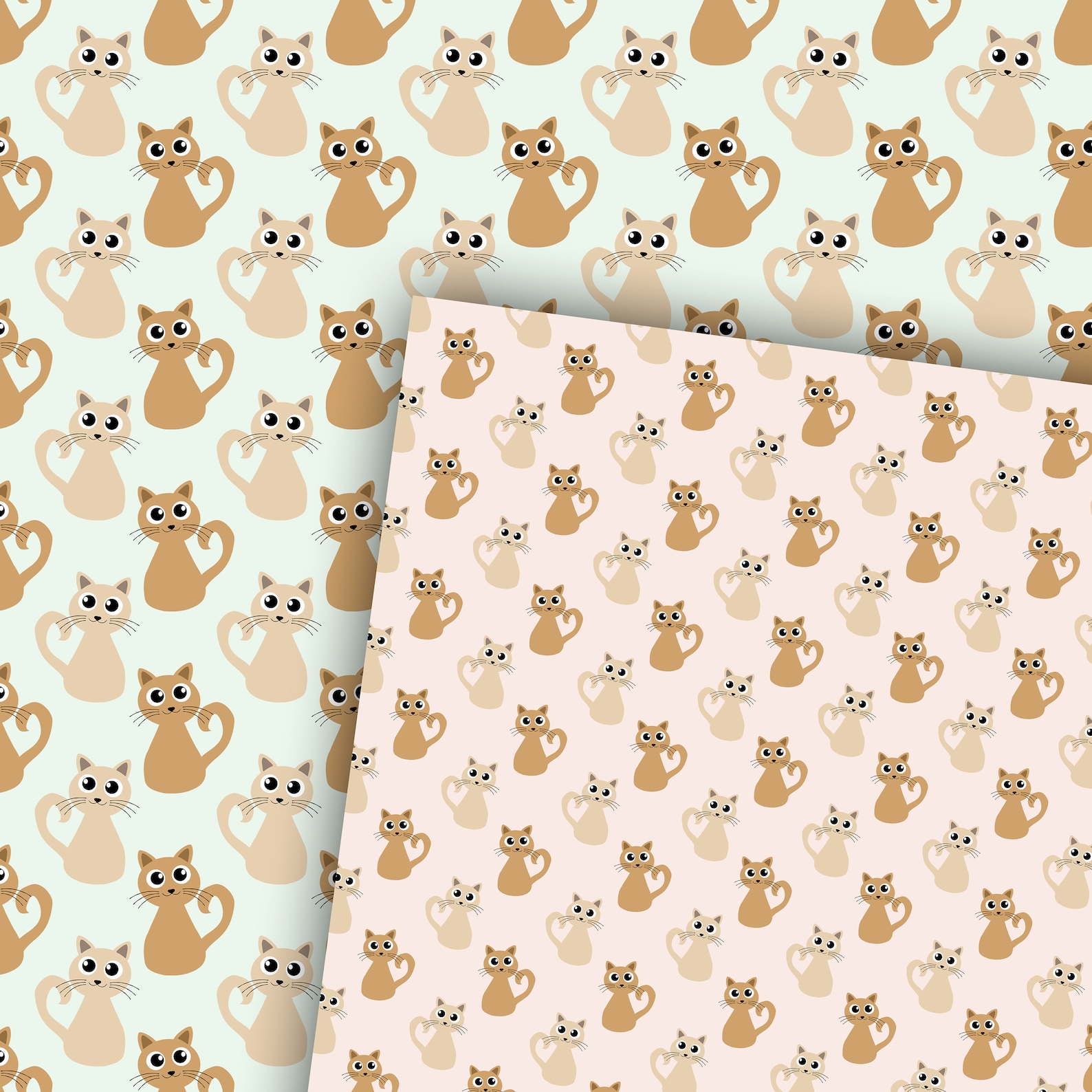 Cats Digital Paper, Seamless Backgrounds, Birthday Scrapbook Paper ...