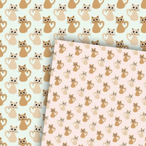Cats Digital Paper, Seamless Backgrounds, Birthday Scrapbook Paper ...