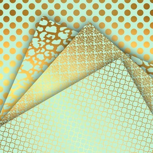 Mint Green and Gold Digital Paper, Gold Background, Scrapbook Papers ...