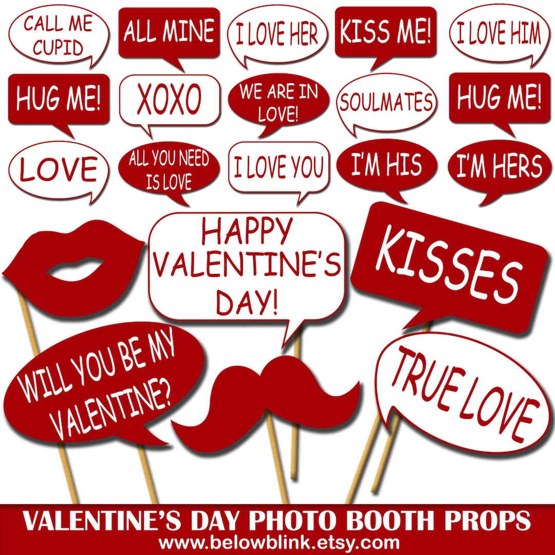 Valentine Photo Props, Printable Photo Booth Props, Speech Bubbles ...