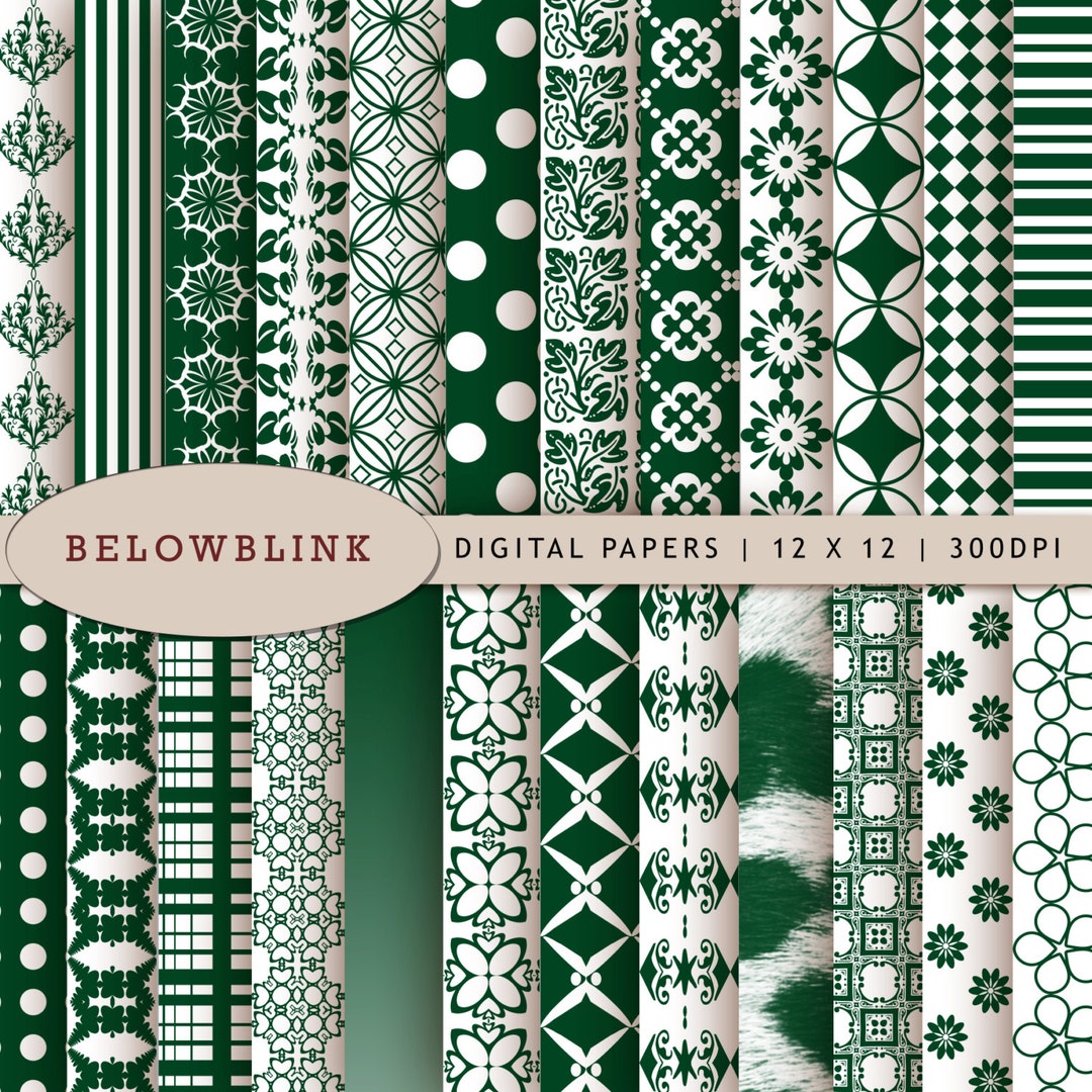 Forest Green Digital Paper Pack, Scrapbook Papers, 24 Jpg Files 12 X 12 ...