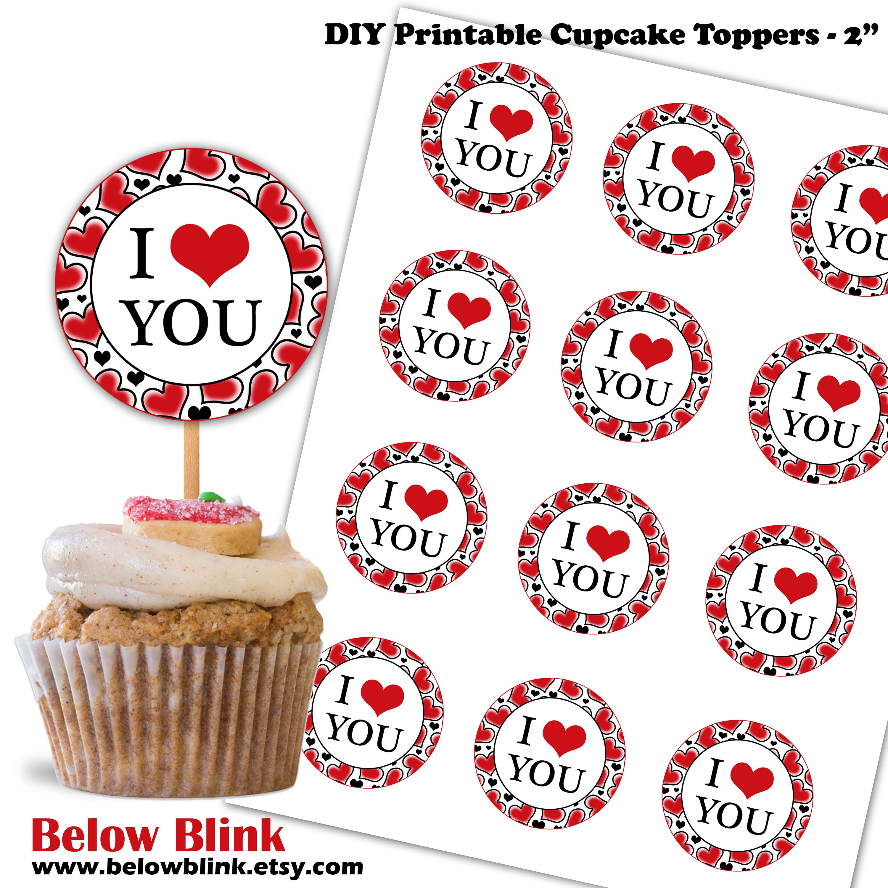 Cake Toppers Valentines cupcake topper love mirror or non-shedding ...