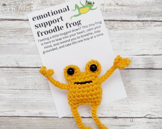 Emotional Support Crochet Frog Named Froodle, Pocket Hug Amigurumi ...