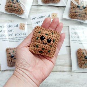 Emotional Support Toasted Ravioli Pocket Hug, Crochet Amigurumi Comfort ...