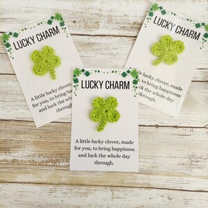 Handmade Crochet Lucky Charm, Pocket Hug 4 Leaf Clover, Good Luck Charm ...