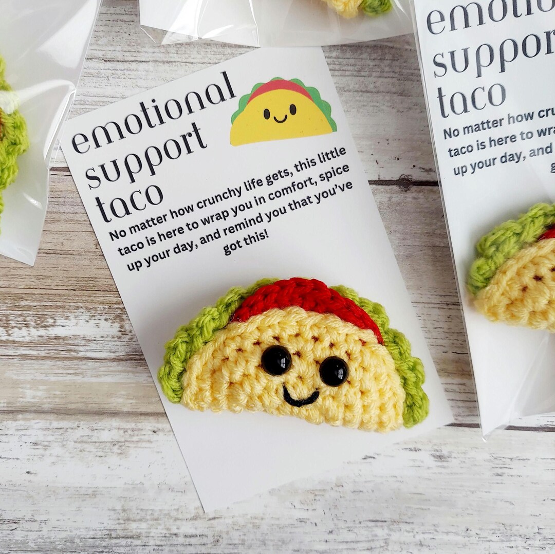 Emotional Support Taco Crochet Amigurumi, Pocket Hug Plush With ...