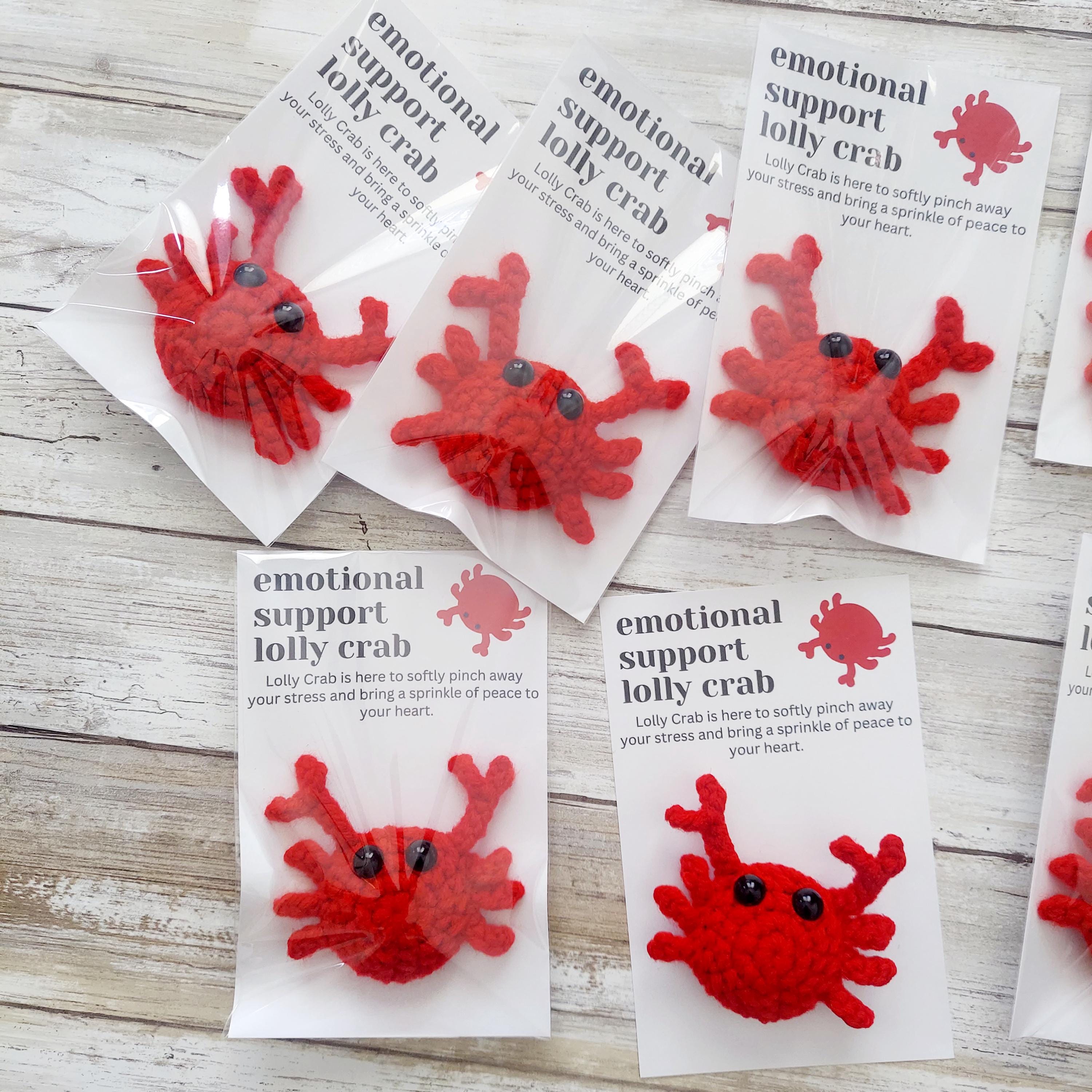 Emotional Support Lolly Crab Pocket Hug, Crochet Amigurumi Plush Toy ...