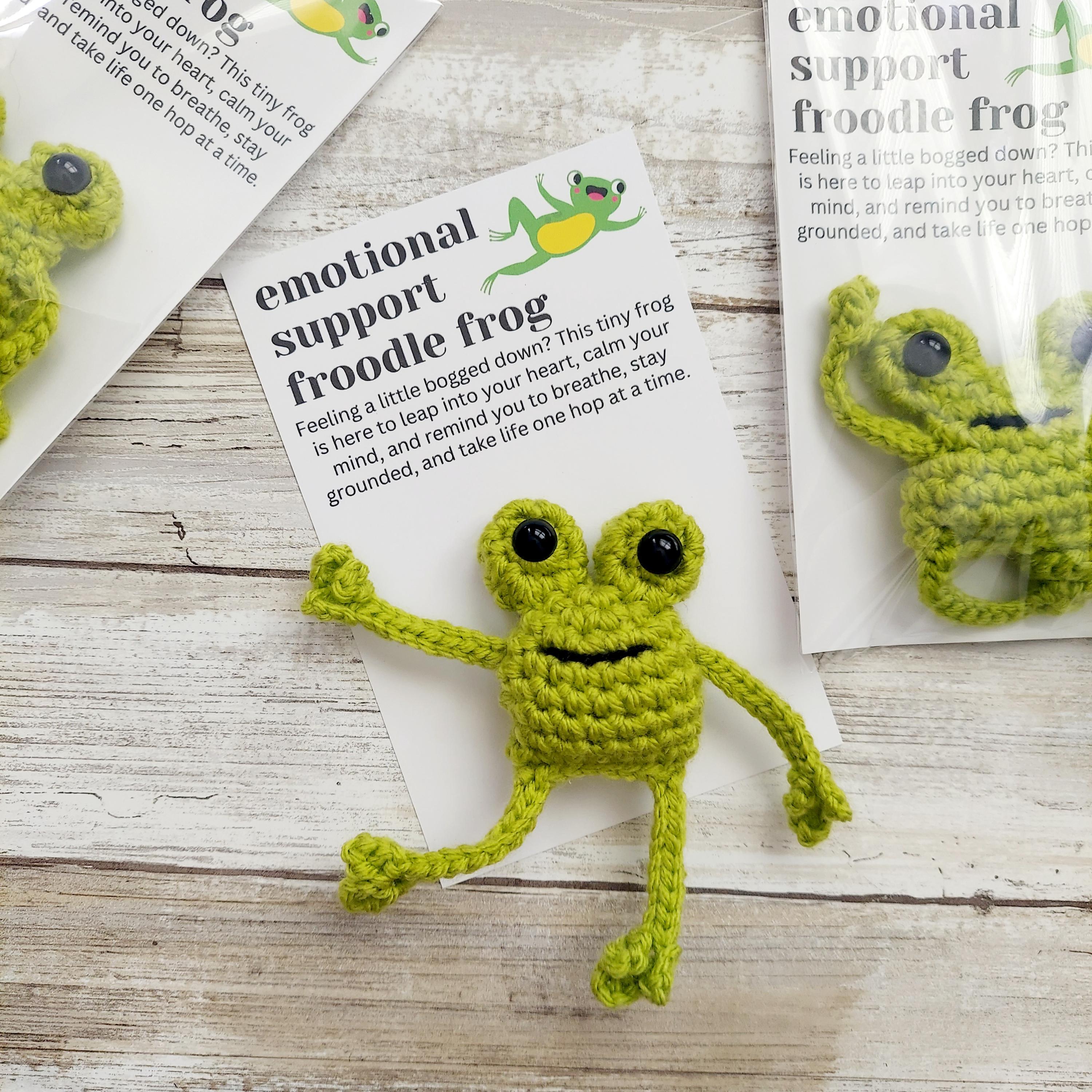 Emotional Support Crochet Frog Named Froodle, Pocket Hug Amigurumi ...
