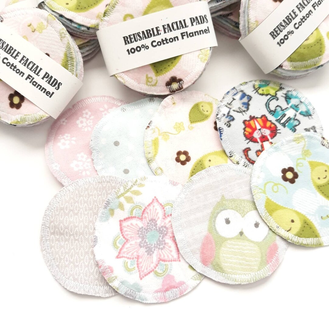 8 Reusable Facial Pads With Finger Pocket, 100% Cotton Flannel ...