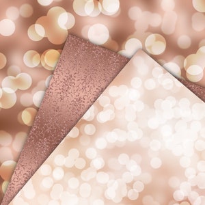 Rose Gold Bokeh Digital Paper Metallic Glitter Scrapbook Paper ...