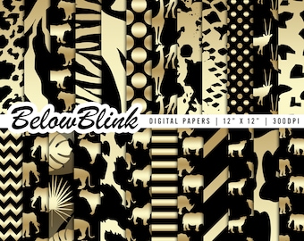 Digital Scrapbook Papers Safari Jungle Animal Print Patterns - Etsy